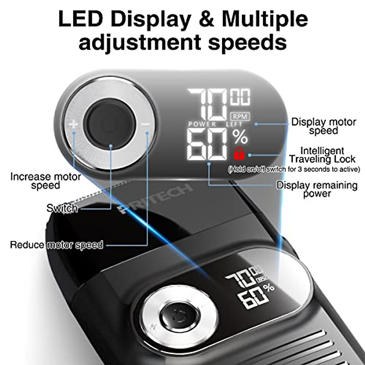 Electric Foil and Bald Shavers 2 in 1 Double Shaver for Men Blade and Popup Beard Trimmer with Rechargeable 2 Head 3 Adjustable Speeds Beard Shaver by Pritech