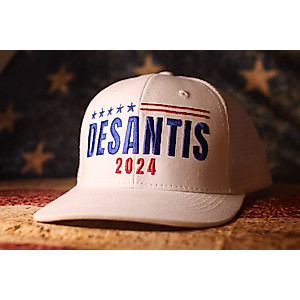 Ron Desantis for President 2024 Trucker Hat | Great One Size Fits Most Unisex Mesh Cap Printed in The USA (White)