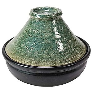 Tajin Pot, Shabu-Shabu Oribe No. 4 Tagine Pot, 5.3 x 4.1 inches (13.5 x 10.5 cm), Body 1.9 inches (4.7 cm), Direct Fire, Handmade, Restaurant, Ryokan, Japanese Tableware, Restaurant, Commercial Use