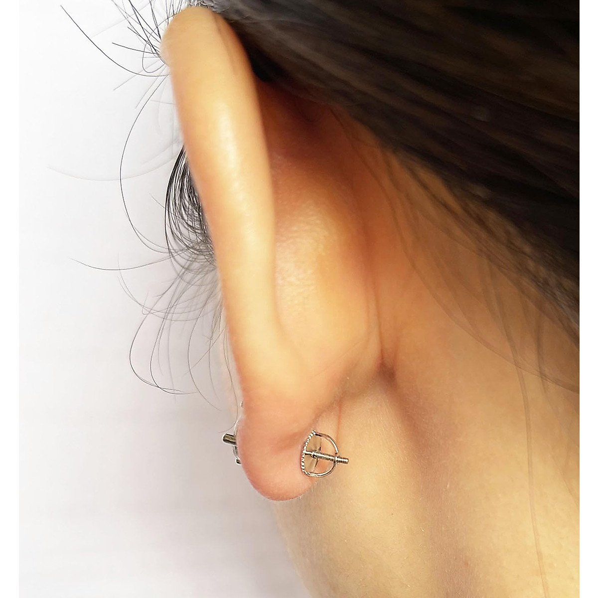 2-Pairs Screw Earring Backs for Threaded Post .032"/0.8mm,18K Gold Plated Sterling Silver Screw on Earring Backs Replacements for Diamond Earring Studs, Hypoallergenic Secure ScrewBacks