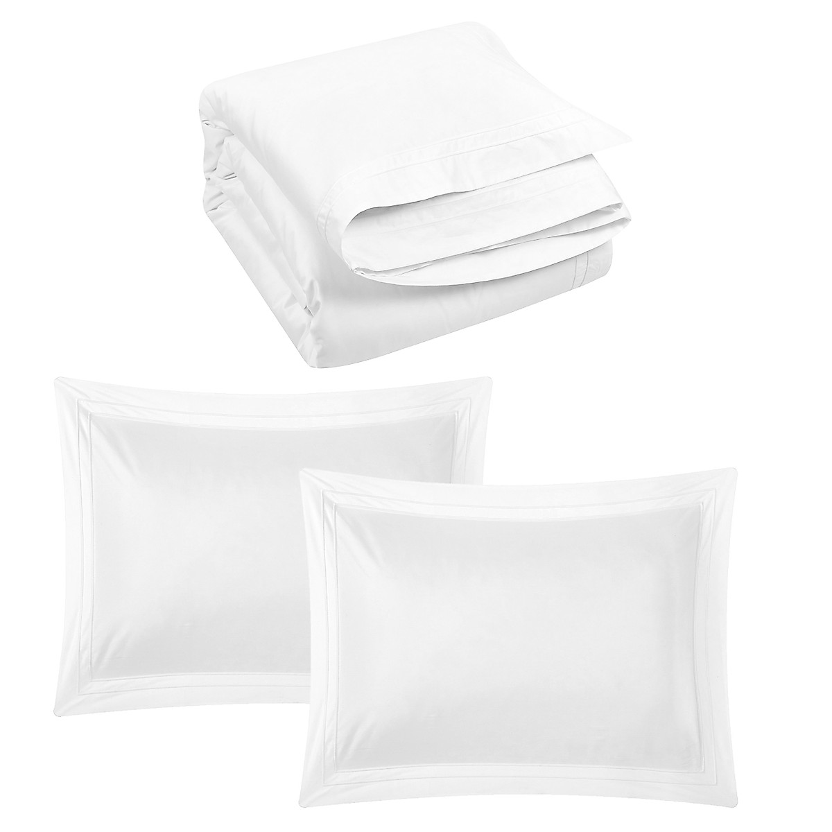CASA BOLAJ DESIGNED TO DREAM Triomphe Collection 3 Pieces Do Not Include Filling White Color King Size Duvet Cover Set 100% Egyptian Cotton Sateen 400 Thread Count Luxury Handcraft(White,King)