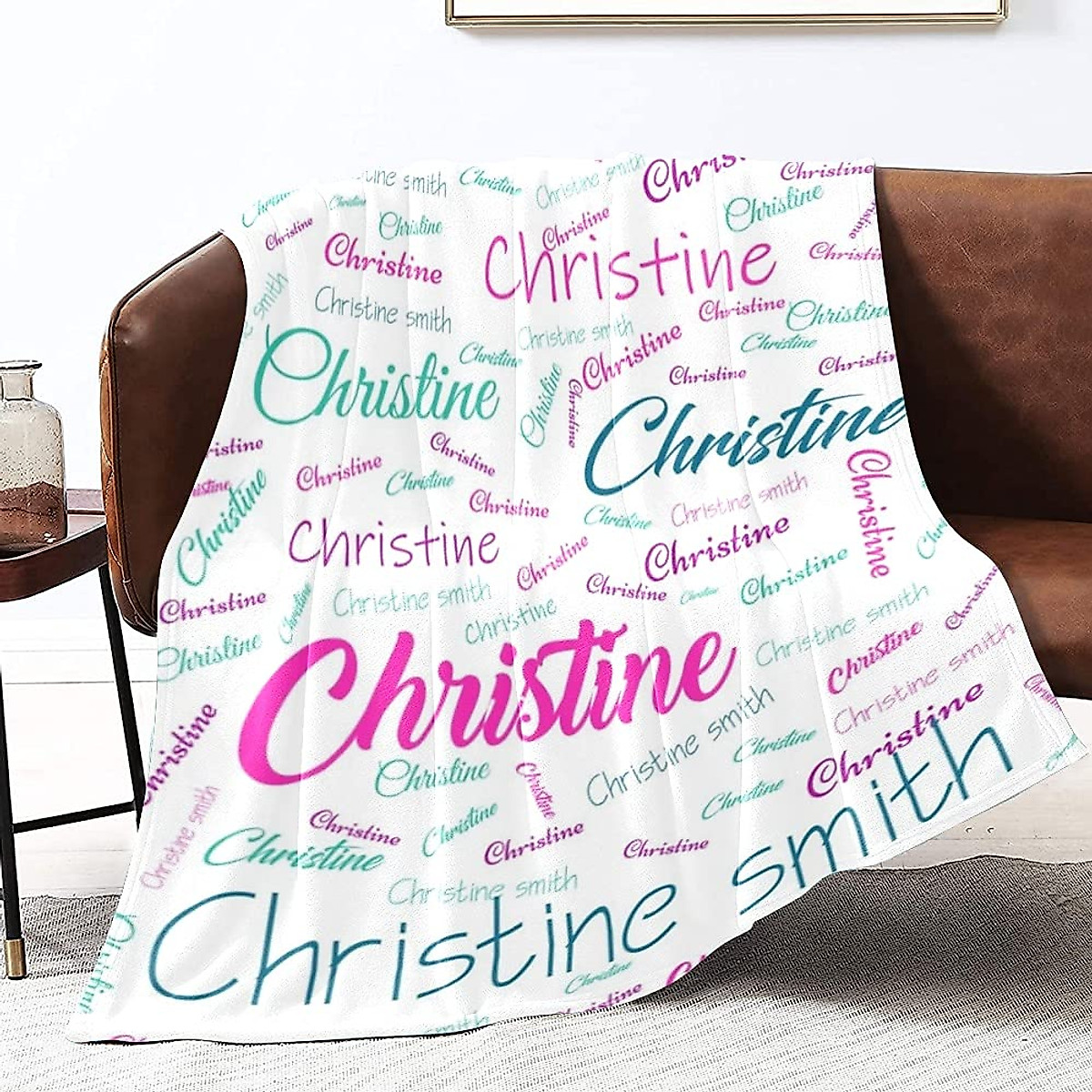 XJone Custom Personalized Baby Blanket with Name for Girls, Customized Floral Baby Name Blankets for Infants Newborns Babies