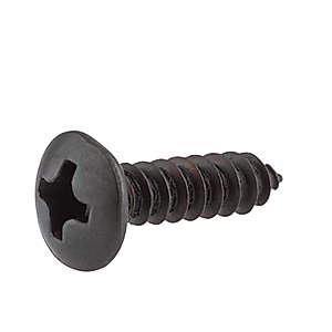 #5 x 1/2" Flat Black Round Head Phillips Wood Screws - Pack of 25 - Self Tapping Screws for Wood - RH512-SBL