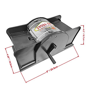 SANZHENG Card Shuffler 2 Deck, Playing Card Shuffler Manual for UNO Blackjack Texas Holdem Poker Home Card Games, Hand Cranked Card Shuffling Machine (Black)