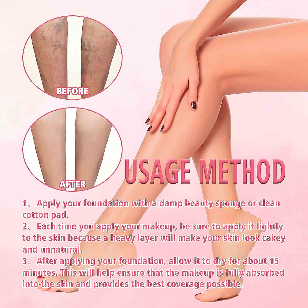 BodyBlendz Body Makeup Waterproof Foundation, Leg And Body Makeup Waterproof Foundation Covers Up Scar Blemishes Spots, Foundation With High Coverage, Long-Lasting, Evens Skin Tone (1PC)