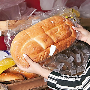 Bread Bags with Ties, 30 Clear Bread Bags for Homemade Bread and 50 Ties, Adjustable Reusable Plastic Bread Bags, Bread Loaf Bags for Home Bakers and Bakery Owners