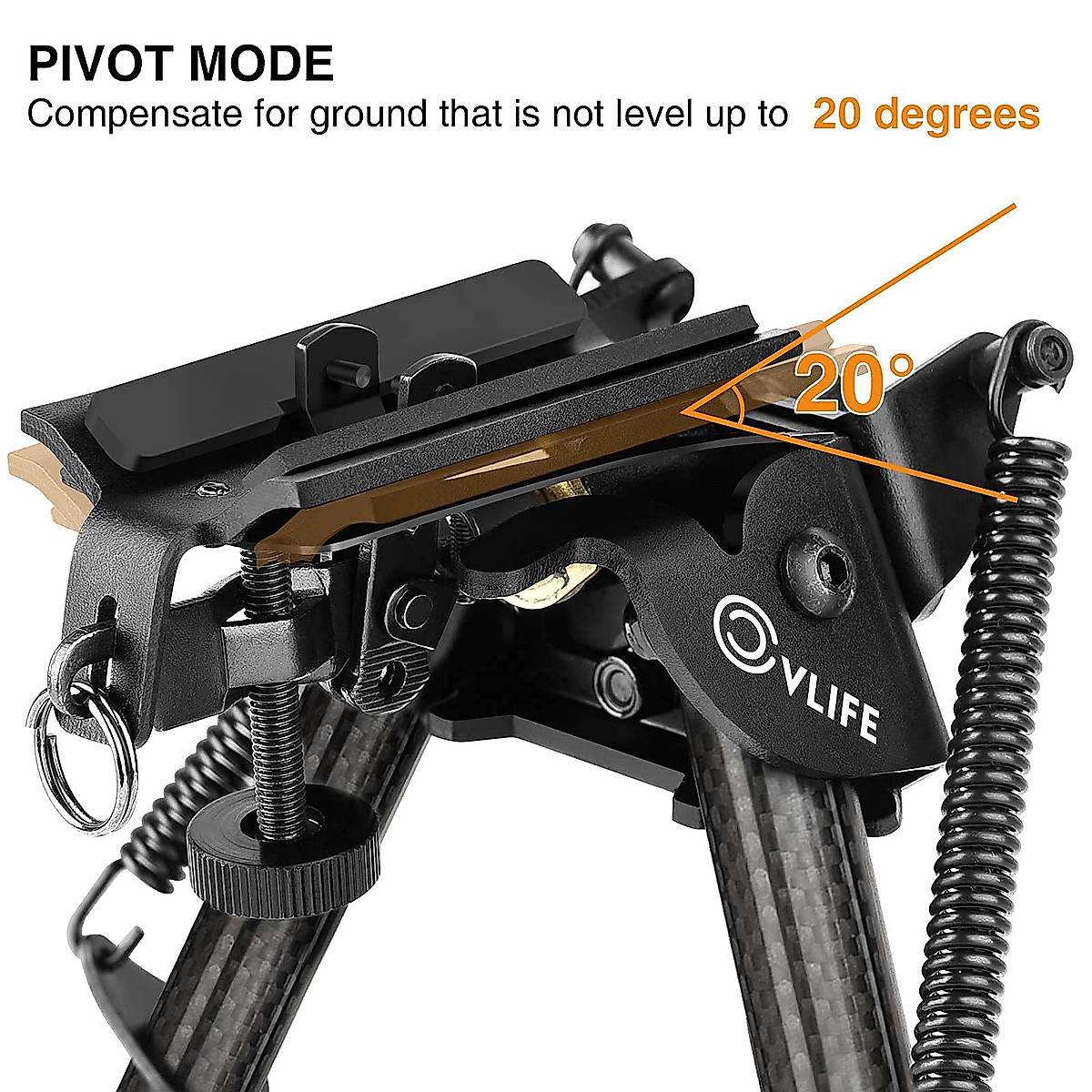 CVLIFE Carbon Fiber Tilt Bipod Pivot 6-9 Inches Bipod with Picatinny Adapter and Detachable S Lock Lever