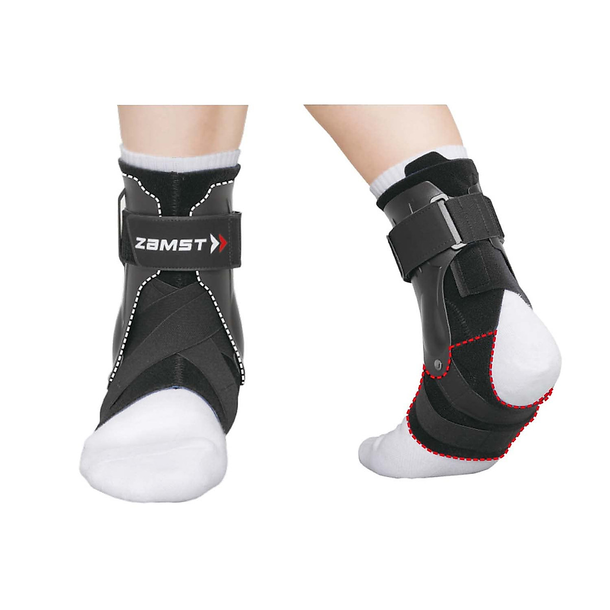 Zamst A2-DX Sports Ankle Brace with Protective Guards For High Ankle Sprains and Chronic Ankle Instability-for Basketball, Volleyball, Lacrosse, Football-Black, Left, Medium