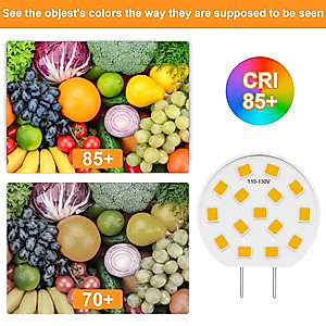 Lacnooe G8 LED Bulb Dimmable 3W Mini Thin Puck Light Equivalent to 20W-25W T4 G8 Bi-Pin Base Halogen Bulb, 120V Warm White 3000K G8 Bulb for Under Counter Kitchen Lighting, Under Cabinet Light,6 Pack