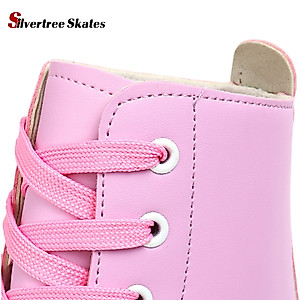 Women's Roller Skates PU Leather High-top Roller Skates Four-Wheel Roller Skates Shiny Roller Skates with Carry Bag for Girls (Pink Flash Wheel,US:9)