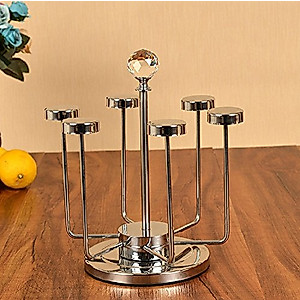 Vivian Rotating Cup Mug Glass Holder Rack Stainless Steel 6 Cups Drying Rack Stand