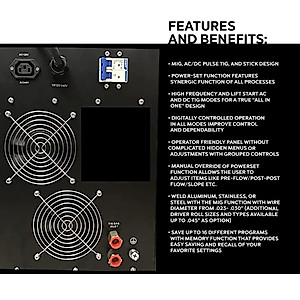 LightningMTS 225 Welder AC/DC TIG with PULSE/MIG/Stick 200 Amp Dual Voltage 110v/220v