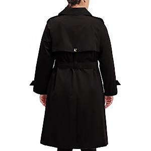 London Fog Women's Plus Size Double-Breasted 3/4 Length Belted Trench Coat, Black, 2X