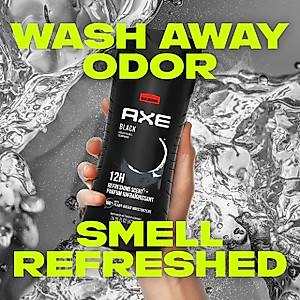 AXE Body Wash Black 4 Count 12h Refreshing Scent Cleanser Frozen Pear & Cedarwood Men's Body Wash with 100% Plant-Based Moisturizers 16 oz