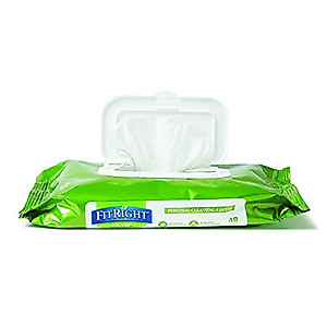 Medline FitRight Aloe Personal Cleansing Cloth Wipes, Scented, Pack of 48, 8 x 12 inch Adult Large Incontinence Wipes