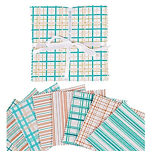Soimoi Check Print Precut 5-inch Cotton Fabric Quilting Squares Charm Pack DIY Patchwork Sewing Craft- Turquoise Blue