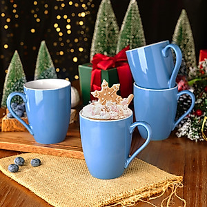 GBHOME Porcelain Coffee Mugs Set, 16 oz Large Coffee Mugs Set of 4 for Dad Mom Women Men, Light Weight Ceramic Coffee Cups for Cappuccino,Latte,Tea,Cocoa, Dishwasher & Microwave Safe, French blue