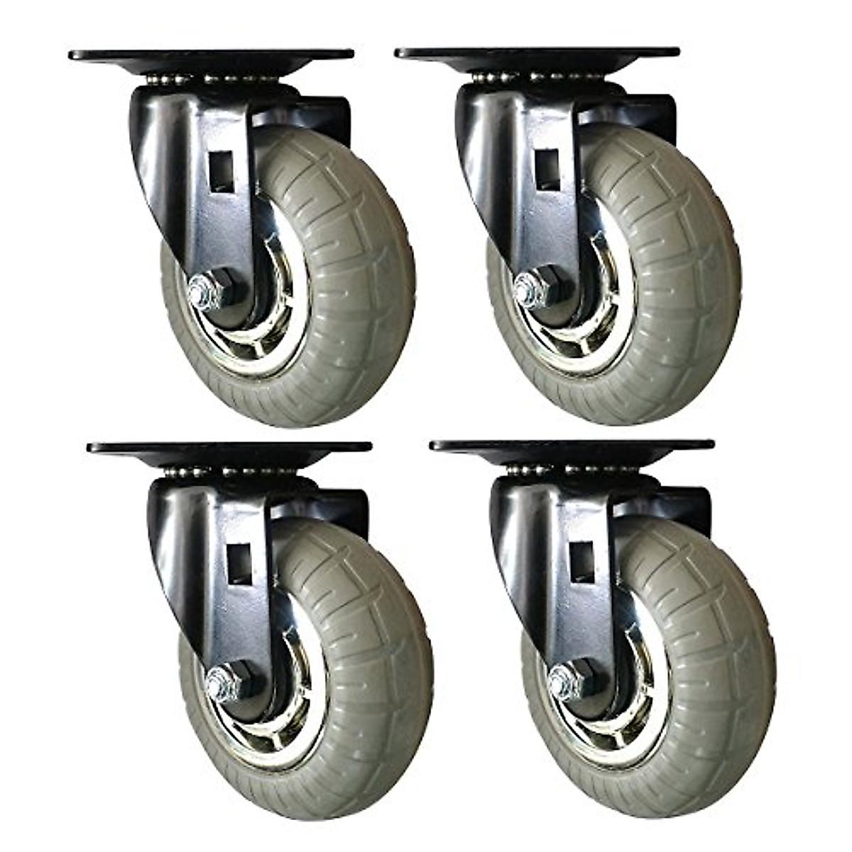 Headbourne 8269E Designer Casters 4 inch Soft Rubber Chrome & Black Designer Caster, 4 Pack