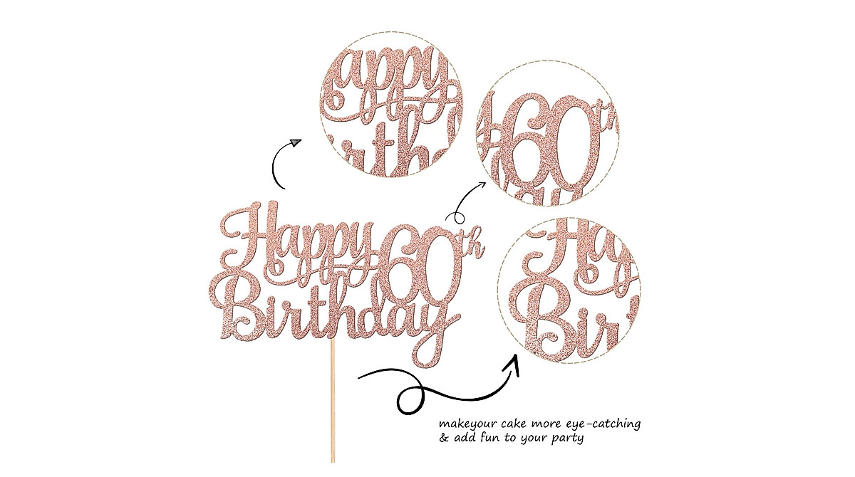 Cheers to 60 Years: Glamorous Birthday Cake Topper