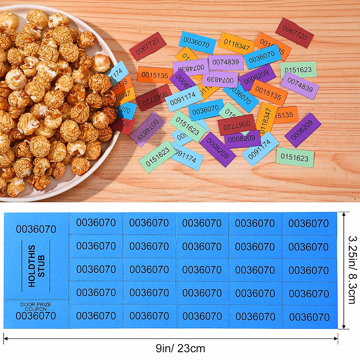 Kosiz 2000 Sheets Raffle Ticket 25 Bid Chinese Auction Tickets Tricky Tray Basket Raffle Sheets for Fundraiser Events Carnival Class School Entry Door Prize(Multicolor)