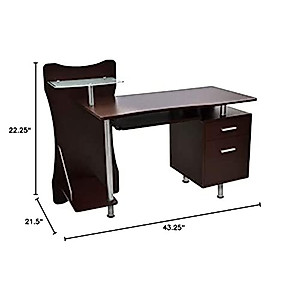 Techni Mobili RTA-325-CH36 Stylish Computer Desk with Storage, Chocolate, 22.25" D x 51.25" W x 39.5" H