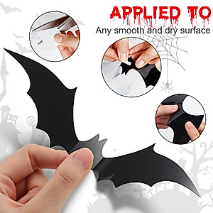 Big Size Bat Wall Decor Stickers, 124pcs Indoor Large Bats Halloween Decorations, DIY 3D Gothic Bats Decor, PVC Bat Stickers for Gothic House, Hunted Mansion, Ghost House, Goth Decor