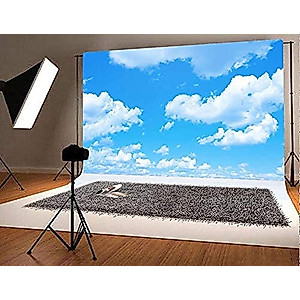 GYA 7x5ft Blue Sky White Clouds Photo Background Sunshine Sky Clouds Theme Photography Backdrop Photo Booth Wedding Party Decor Background Studio Props Vinyl