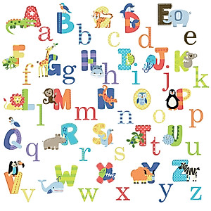 Animal Alphabet Nursery Peel & Stick Wall Art Sticker Decals for Boys and Girls (Alphabet)