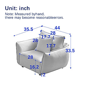 HOMIQUEEN 44" Modern Fabric Single Sofa, Upholstered Armchair with Solid Wood Frame, Deep Seat Accent Chair for Living Room Bedroom Office Apartment (Beige)