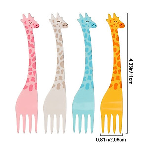 HomeSoGood 12Pcs Giraffe Fruit Fork, Mini Cartoon Snack Cake Dessert Fruit Pick Toothpick Salad Cocktail Sticks Party Supplies
