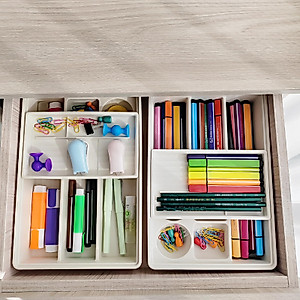 DRWUIS 2 Pack Desk Drawer Organizer Tray Desktop Drawer Organizers Junk Stationery Slides for Studio School Home Office