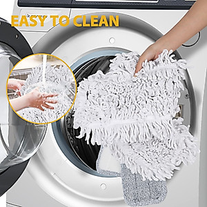 MASTERTOP 36" Professional Industrial Dust Mop for Floor Cleaning, Heavy Duty Wet & Dry Commercial Mop,Large Flat Floor Mop with Telescopic 62'' Long Handle,Dust Mop Broom for Hardwood,Tiles,Office