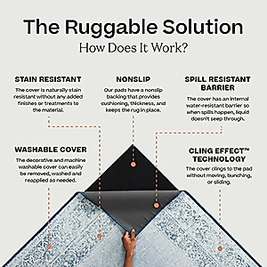 RUGGABLE Alessia Washable Rug - Perfect Vintage Area Rug for Living Room Bedroom Kitchen - Pet & Child Friendly - Stain & Water Resistant - Dark Wood 3'x5' (Standard Pad)