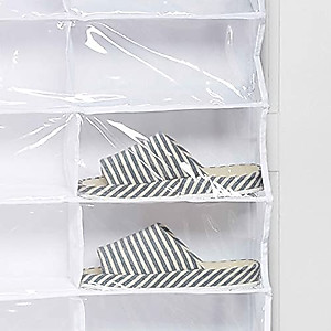 Urban Shop 24 Pocket Over The Door Shoe Organizer, White/Clear