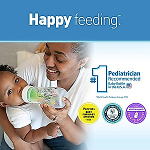 Dr. Brown’s Natural Flow® Anti-Colic Options+™ Wide-Neck Baby Bottle Designer Edition Bottles, Ocean Decos, 9 oz/270 mL, Level 1 Nipple, 2-Pack, 0m+