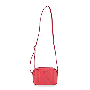 Nautica womens Nautica Candid Camera Adjustable Crossbody, Bright Red, One Size US