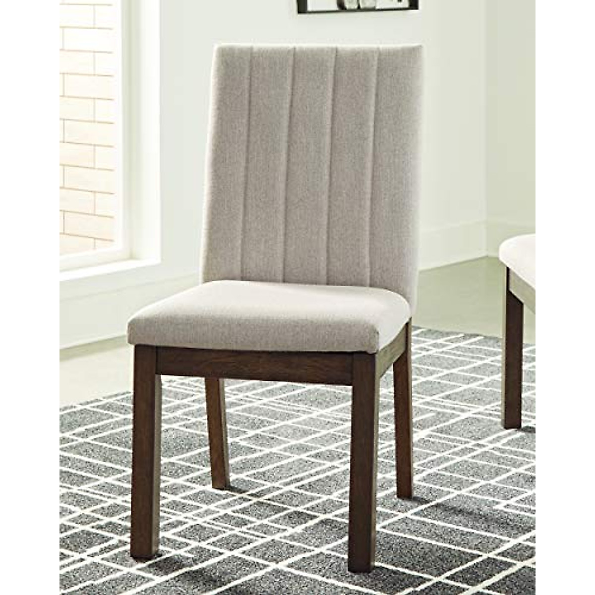 Signature Design by Ashley Dellbeck Contemporary Upholstered Channel Stiched Dining Chair, 2 Count, Beige