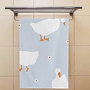 Hand Towel Set of 2 Cute Pattern Goose Hair Towel Soft Absorbent Quick Drying 30" x 15" for Kitchen Bathroom Women Men Girls Boys