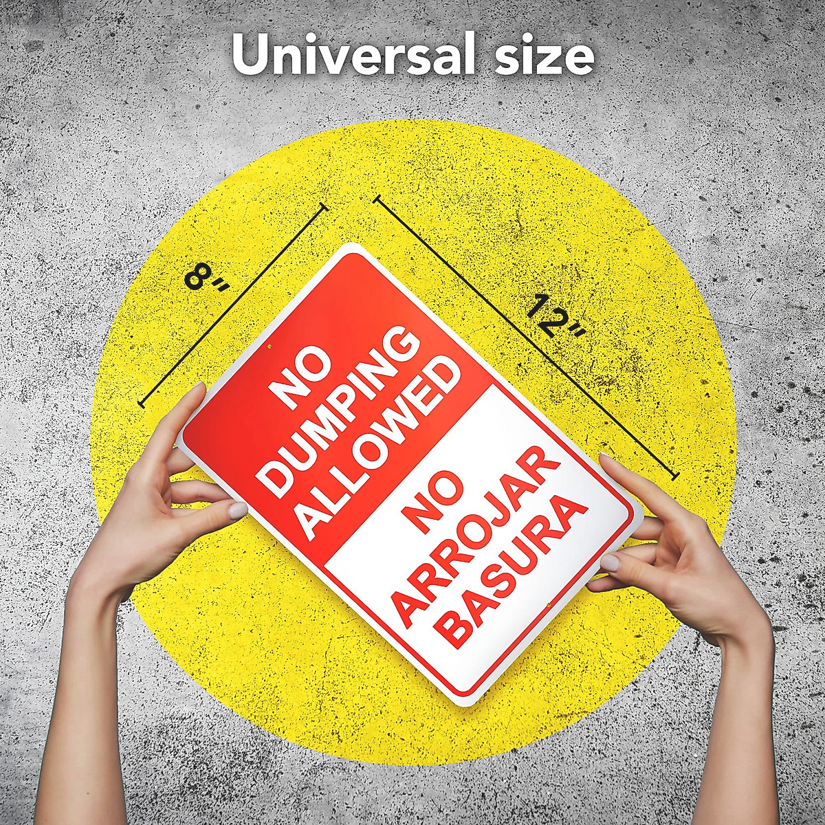 No Dumping Sign - 8x12 Aluminum No Arrojar Basura Sign - No Dumping Signs Private Property English and Spanish No littering Sign Outdoor
