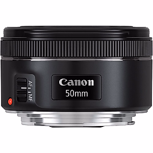 Canon EF 50mm f/1.8 STM Lens (0570C002) + Filter Kit + Cap Keeper + Cleaning Kit + More (Renewed)
