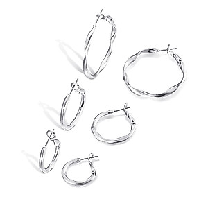 Gold Hoop Earrings Set for Women: Thick 14k White Gold Plated Oval Teardrop Sensitive Ear Jewelry Pack Hypoallergenic Hoops Earringsfor Women Fashion