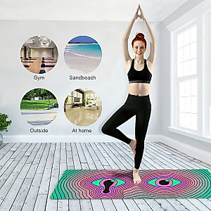 GOODOLD Trippy Melting Eye Yoga Mat Non-slip Eco Friendly Yoga Towel Exercise Indoor Outdoor Gym Pilates With Storage Bag for Women Men, 71 x 26inch