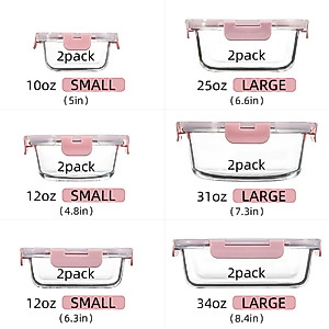 CZUMJJ Glass Meal Prep Containers Set of 12 Food Storage Containers for Lunches, Dishwasher Safe, Pink