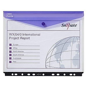 Snopake 15694 Polyfile A4 High Capacity Ring Binder Popper Wallet Landscape Classic Clear with Electra Assorted Colour Closures, Pack of 5