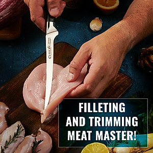 Cutluxe Fillet Knife for Fish & Meat – 7" Fish Knife for Filleting – High Carbon German Steel, Flexible, Full Tang & Ergonomic Handle Design – Artisan Series