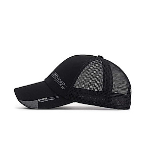 XibeiTrade Unisex Summer Baseball Cap Men Women Sports Outdoor Canvas Mesh Breathable Hat (Black)