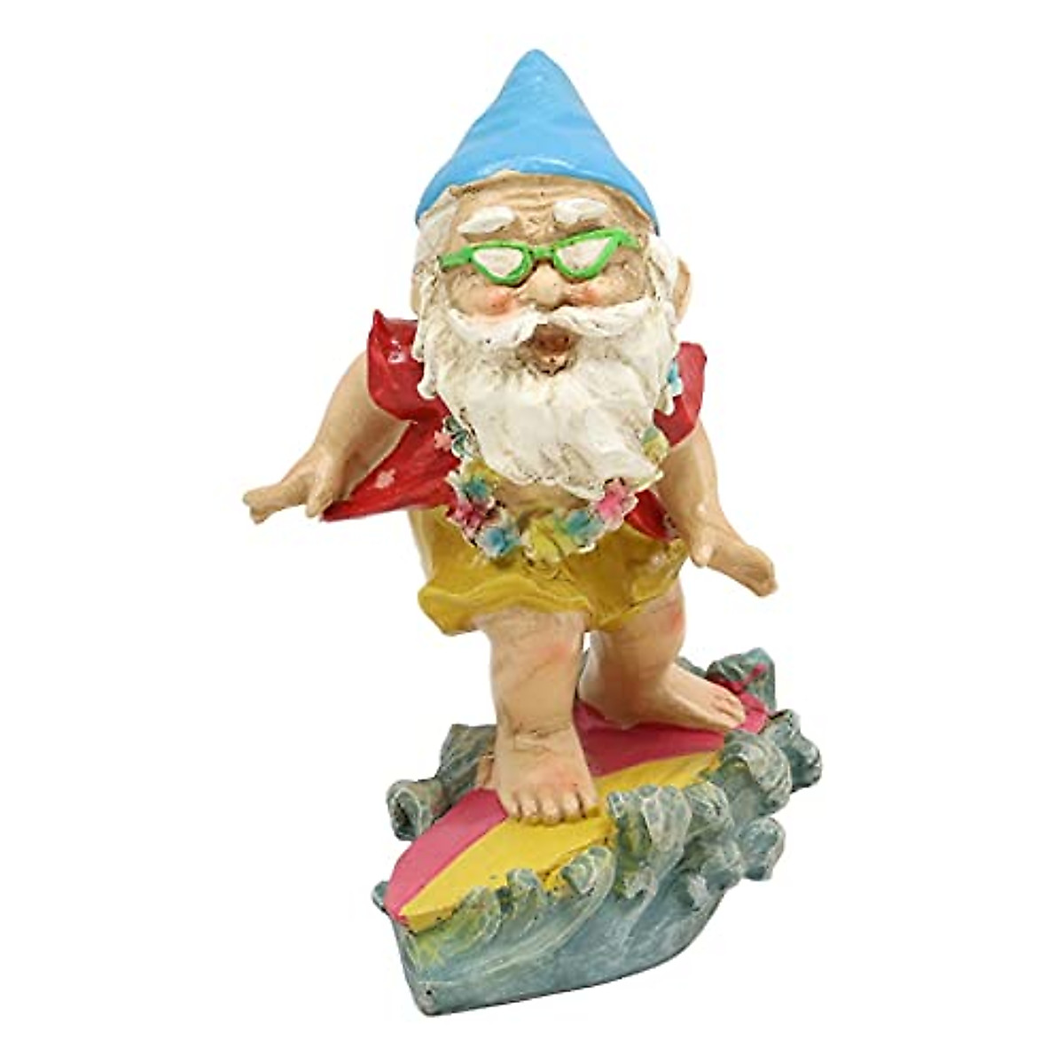 Ebros Free Spirited Hippie Hawaii Themed Vacation Fairy Garden Gnome Holding Aloha Banner Figurine DIY Mr Gnomes Collection Statue Home Decor