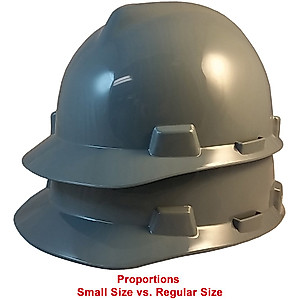 MSA V Small Size Cap Style Hard Hats w/FasTrac III Suspensions and Handy Tote Bag - Gray