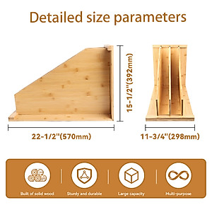 Brvclon Upgrades Tray Dividers for Cabinets,15in Hx22in Dx12in W, Kitchen Cabinet Tray Divider for Pans, Lids, Pot And Pan, Cookie Sheets,Cutting Boards. with 3 Dividers,Keeping The Kitchen Organized