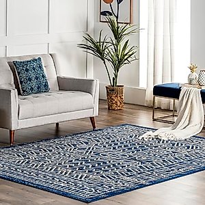 nuLOOM Joannie Contemporary Abstract Patterned Area Rug, 9x12, Blue
